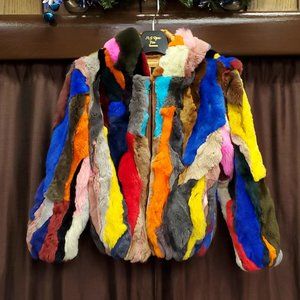 A.J. Ugent Furs | Jackets & Coats | Kids Multicolor Rex Rabbit Fur ...